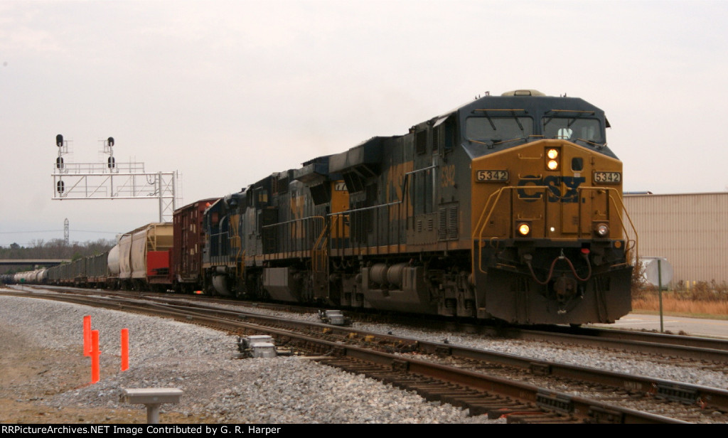 Northbound CSX train at BX, where the new Norfolk connection enters the CSX main line